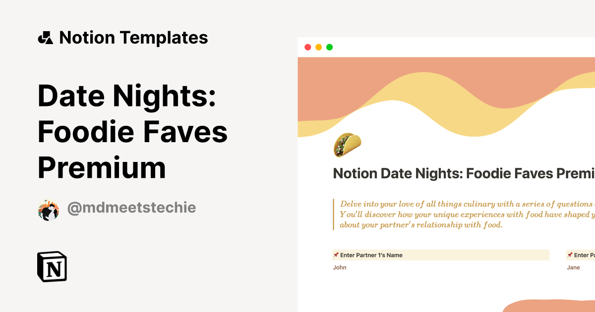 Date Nights: Foodie Faves Premium Template by MD Meets Techie | Notion ...