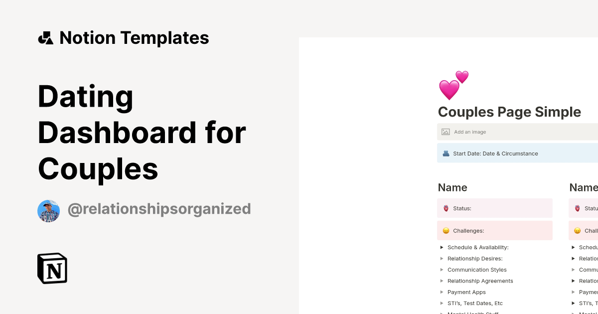 Dating Dashboard for Couples Template | Notion Marketplace