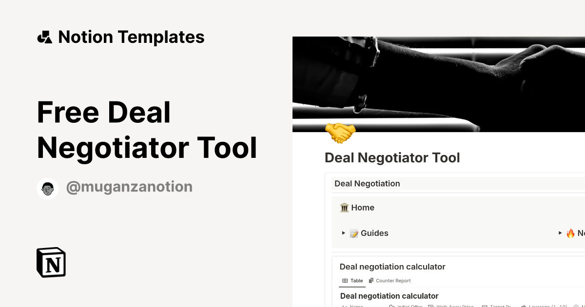 Free Deal Negotiator Tool Template | Notion Marketplace