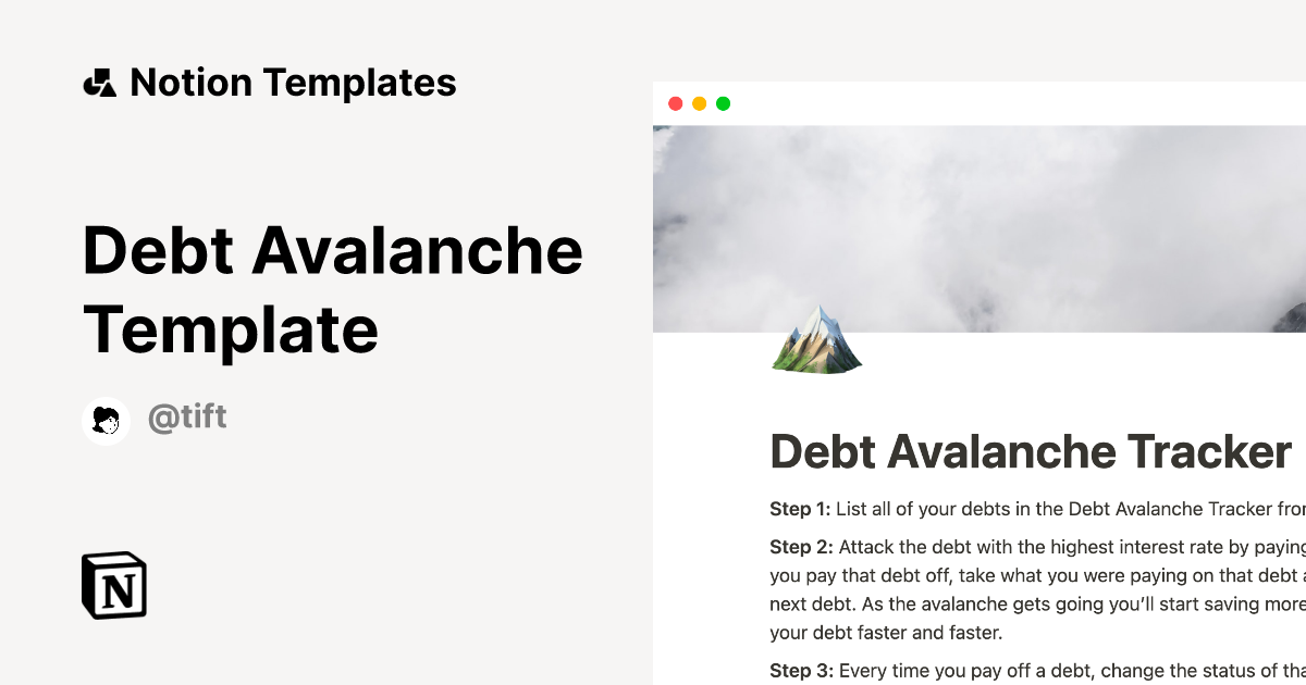 Debt Avalanche Template Template by Tift | Notion Marketplace