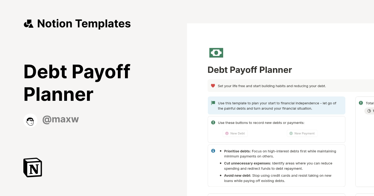 Debt Payoff Planner Template | Notion Marketplace
