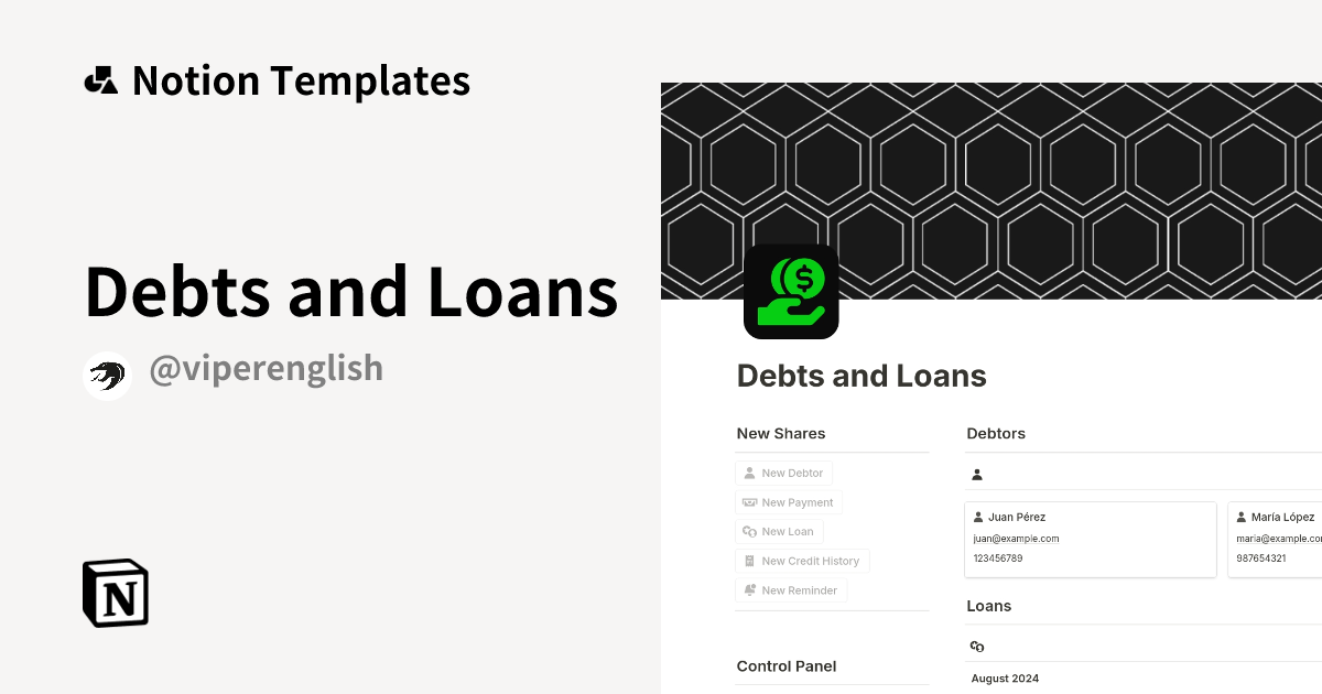 Debts and Loans Template | Notion Marketplace