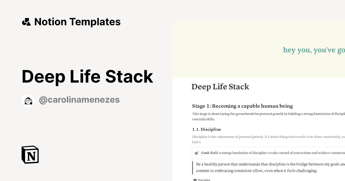 Deep Life Stack Template | Notion Marketplace