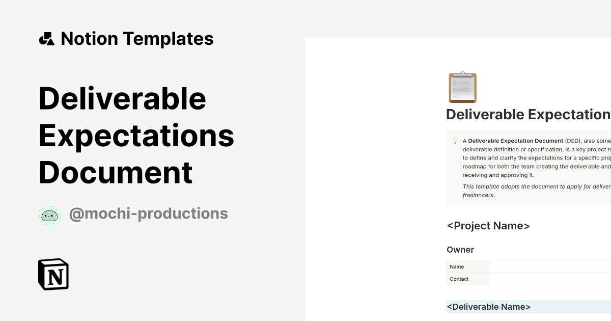 Deliverable Expectations Document Template by Mochi Productions ...