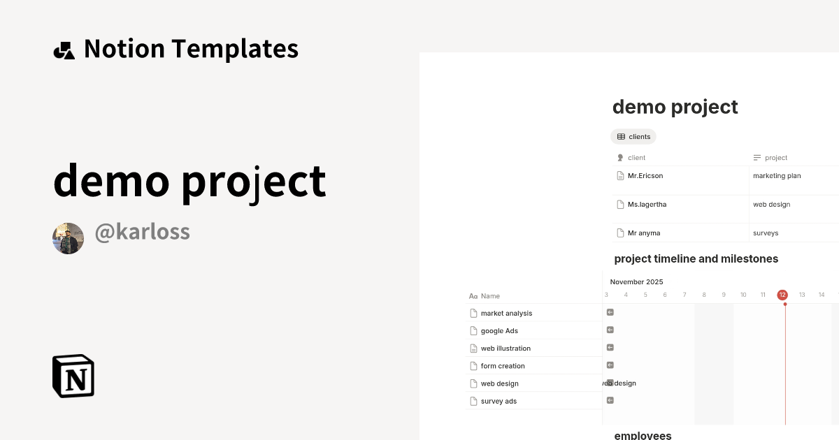 demo project Template | Notion Marketplace