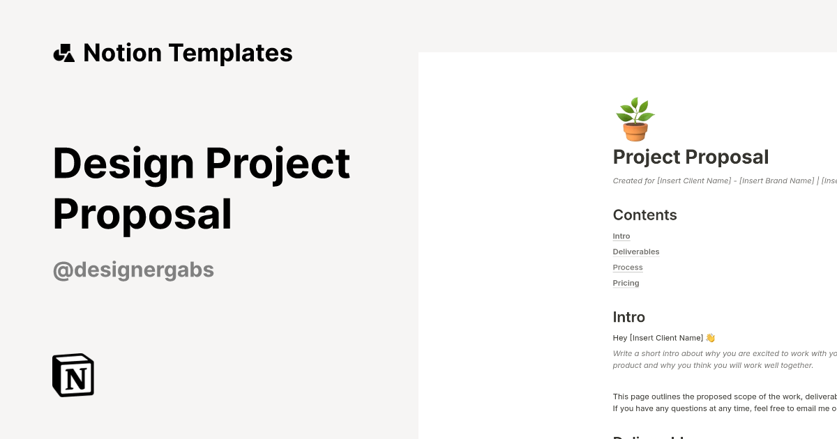 Design Project Proposal Template by Gabi | Notion Marketplace
