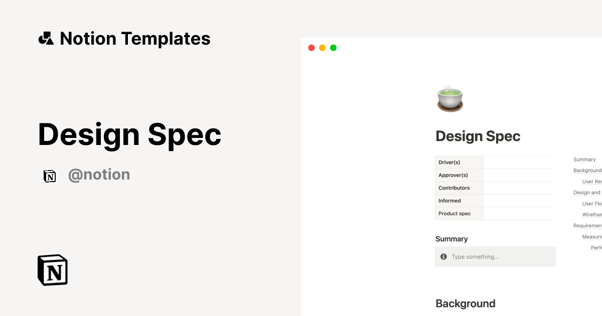 Design Spec 2026 Template | Notion Marketplace
