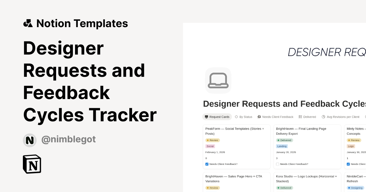 Designer Requests and Feedback Cycles Tracker Template by NimbleGot ...