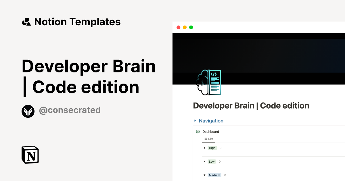Developer Brain | Code edition Template by Consecrated | Notion Marketplace