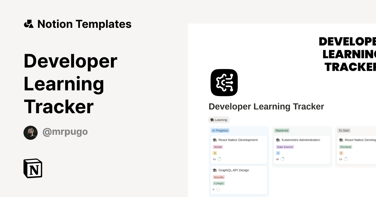 Developer Learning Tracker Template | Notion Marketplace