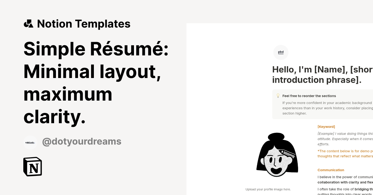 Simple Résumé: Minimal layout, maximum clarity. Template by ...