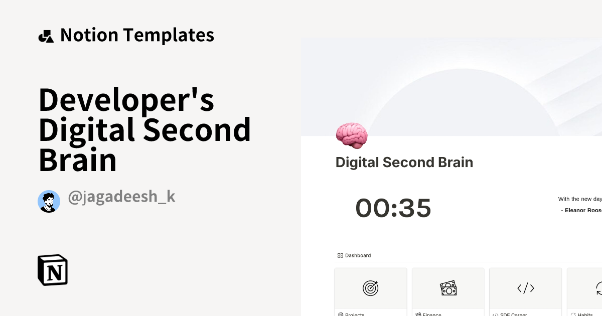 Developer's Digital Second Brain Template | Notion Marketplace