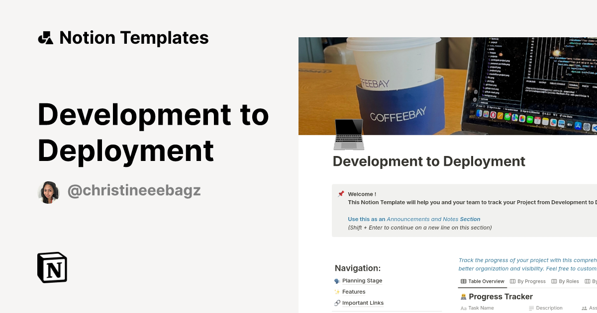 Development to Deployment Template by christineee | Notion Marketplace
