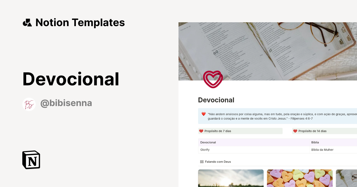 Devocional Template by Bianca Senna Marketing | Notion Marketplace