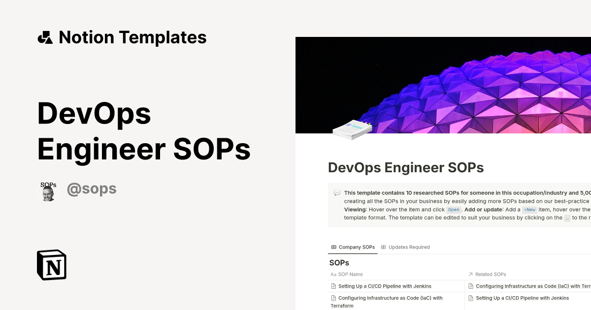 DevOps Engineer SOPs Template | Notion Marketplace