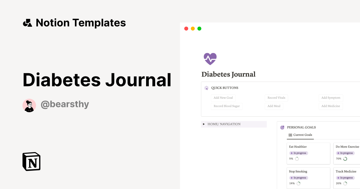 Diabetes Journal Template by Bearsthy | Notion Marketplace
