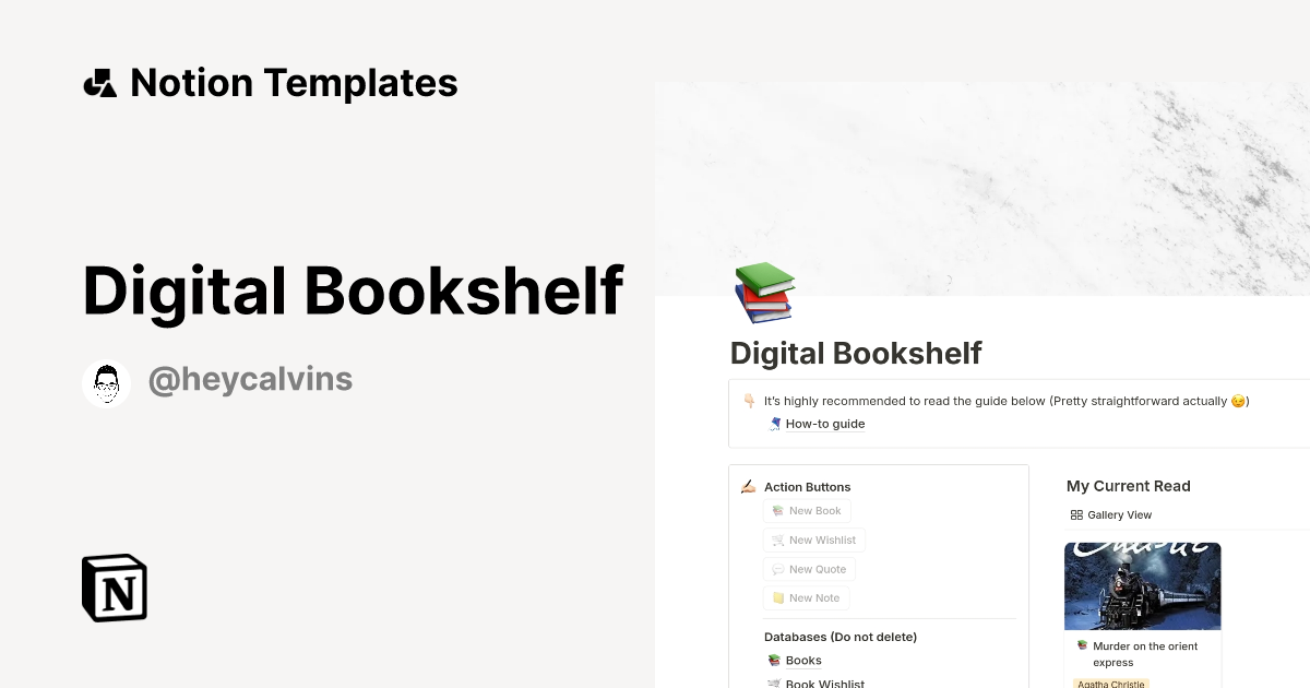 Digital Bookshelf Template | Notion Marketplace