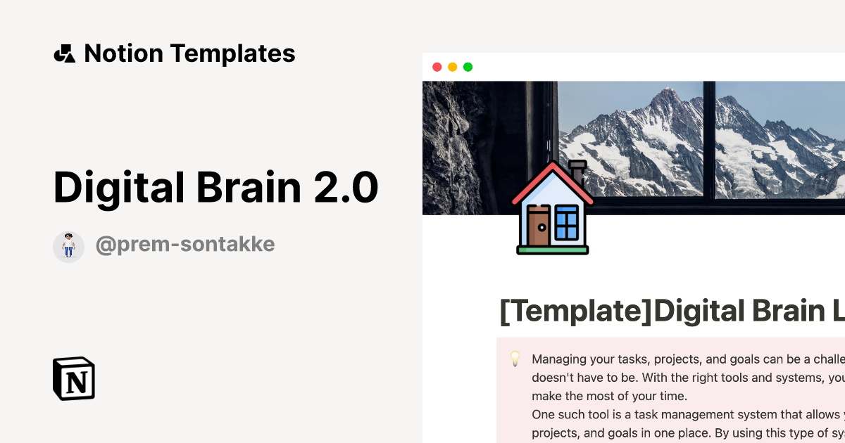 Digital Brain 2.0 Template by Prem Sontakke | Notion Marketplace