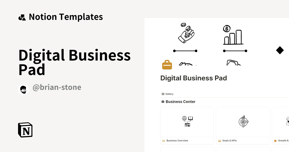 Digital Business Pad Template by Brian Stone | Notion Marketplace