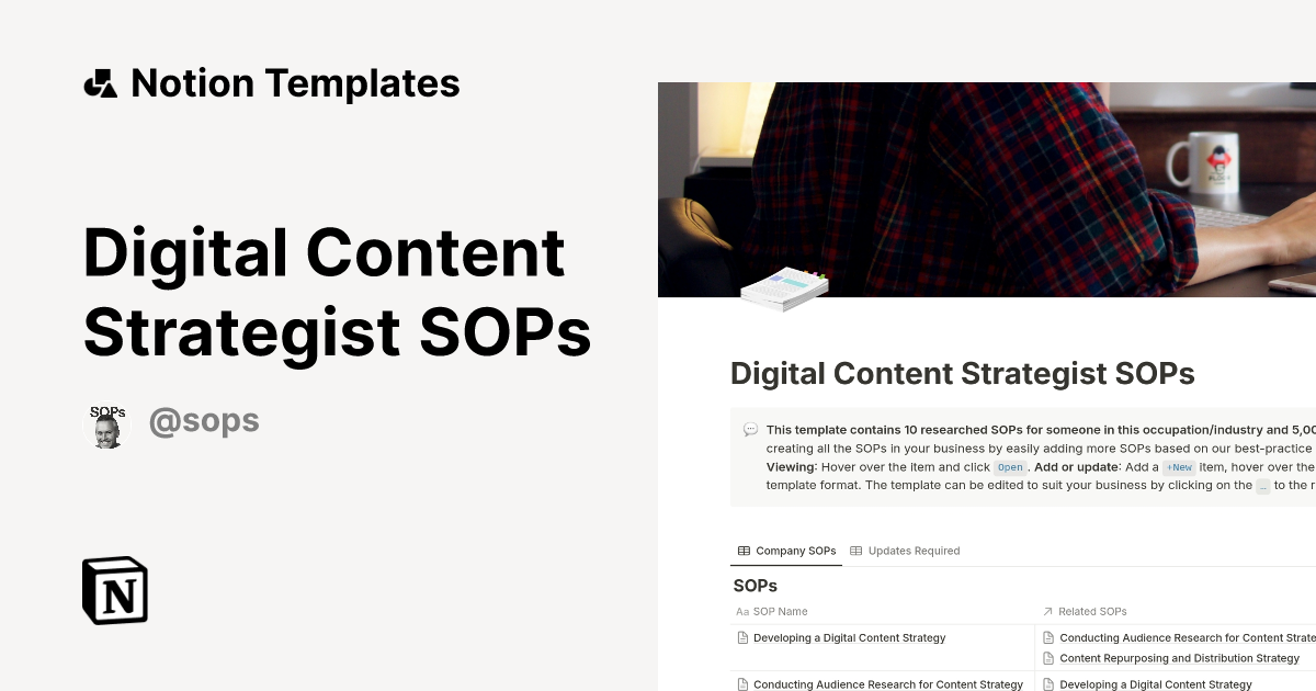 Digital Content Strategist SOPs Template | Notion Marketplace