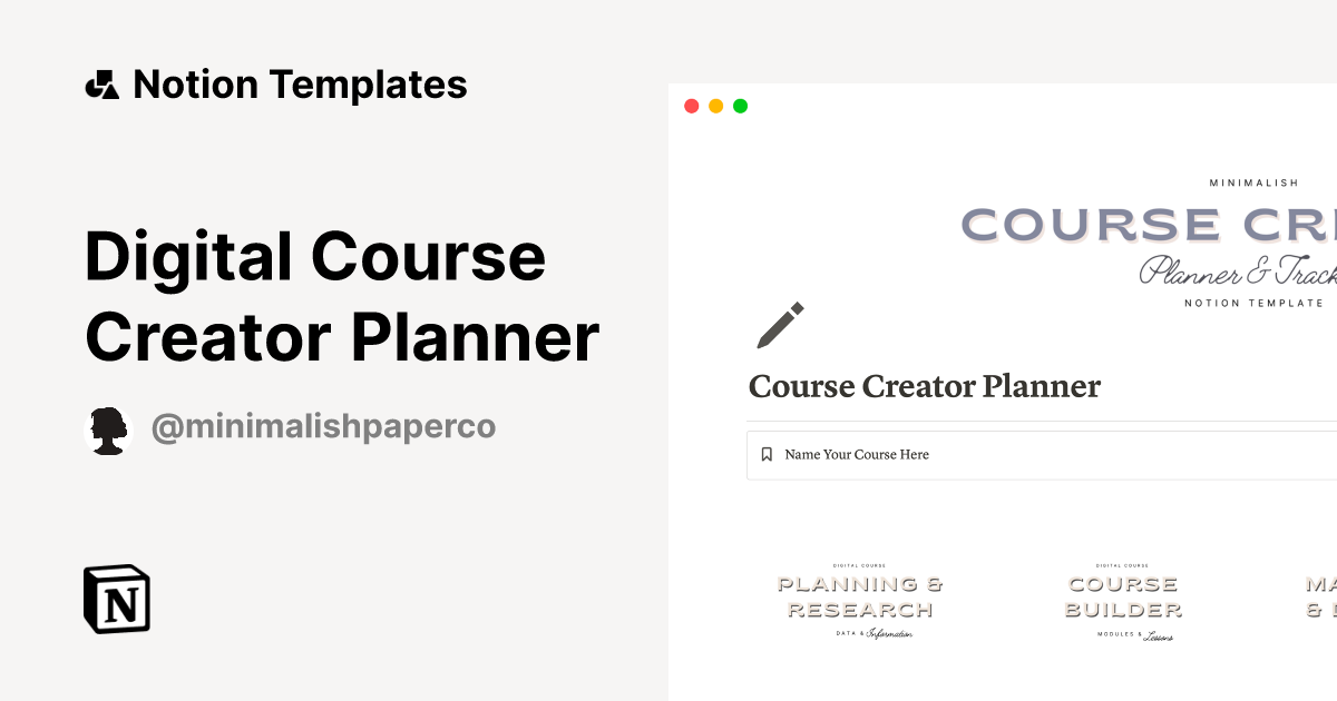 Digital Course Creator Planner Template | Notion Marketplace