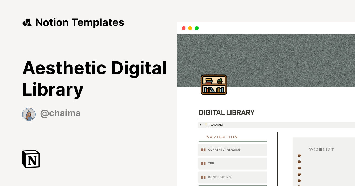 Aesthetic Digital Library Template Notion Marketplace