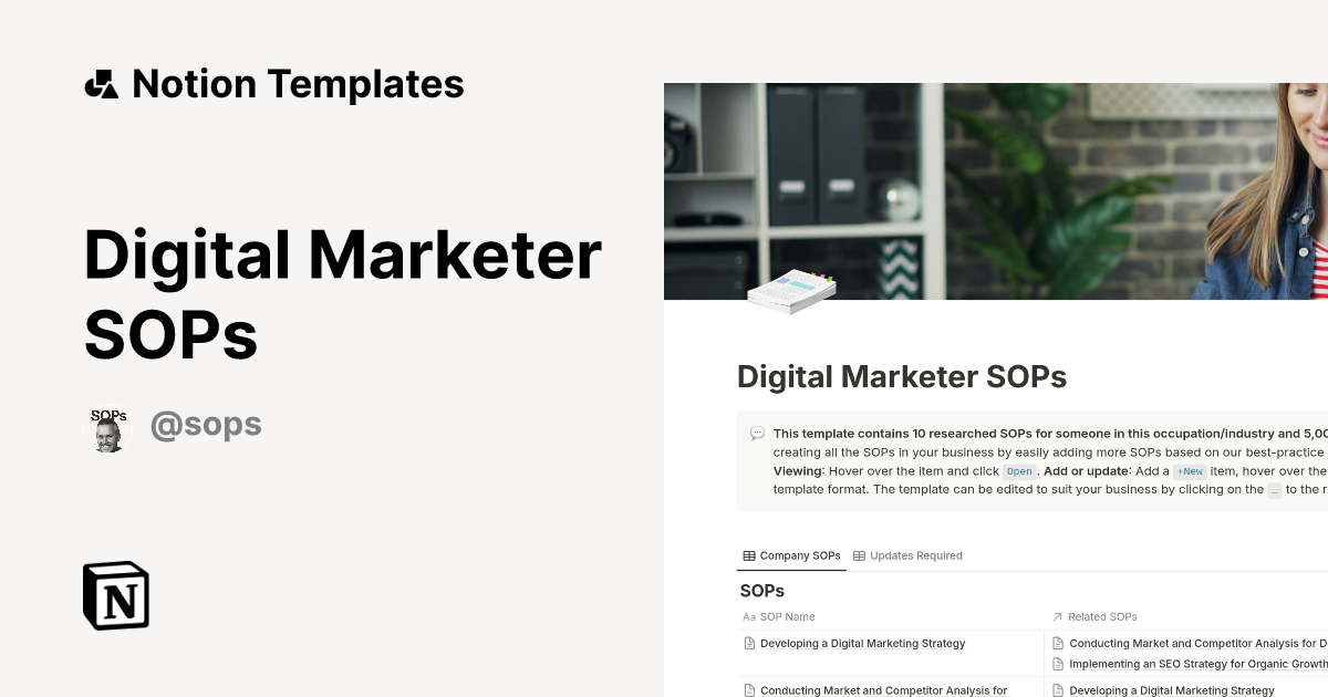 Digital Marketer SOPs Template by SOPs | Notion Marketplace