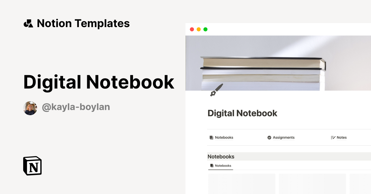 Digital Notebook Template by Kayla Boylan | Notion Marketplace