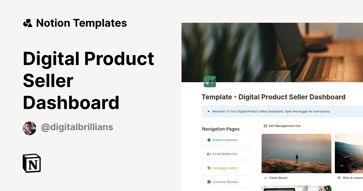 Digital Product Seller Dashboard Template | Notion Marketplace