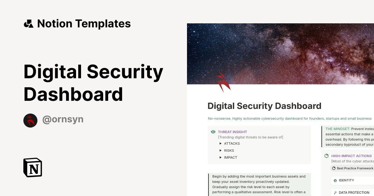 Digital Security Dashboard Template by Peter Ørnsyn | Notion Marketplace