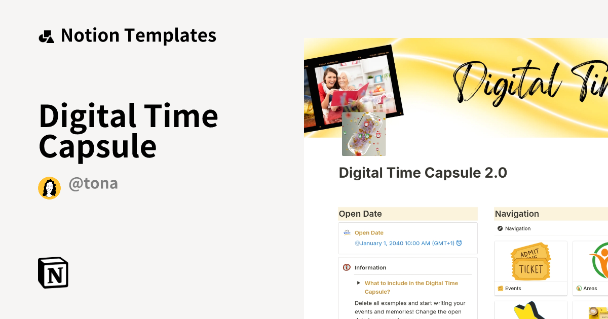 Digital Time Capsule Template by Tona | Notion Marketplace