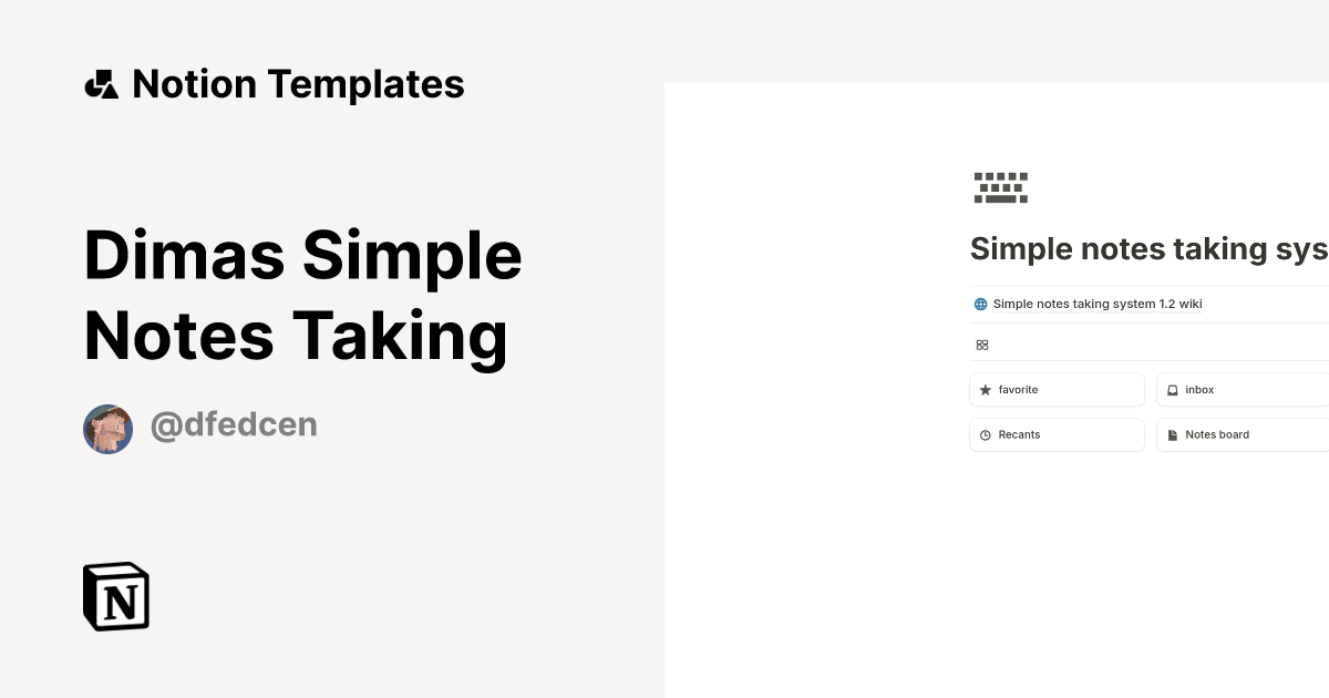 Dimas Simple Notes Taking Template | Notion Marketplace