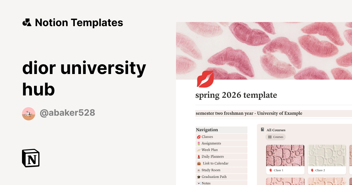 dior university hub Template | Notion Marketplace
