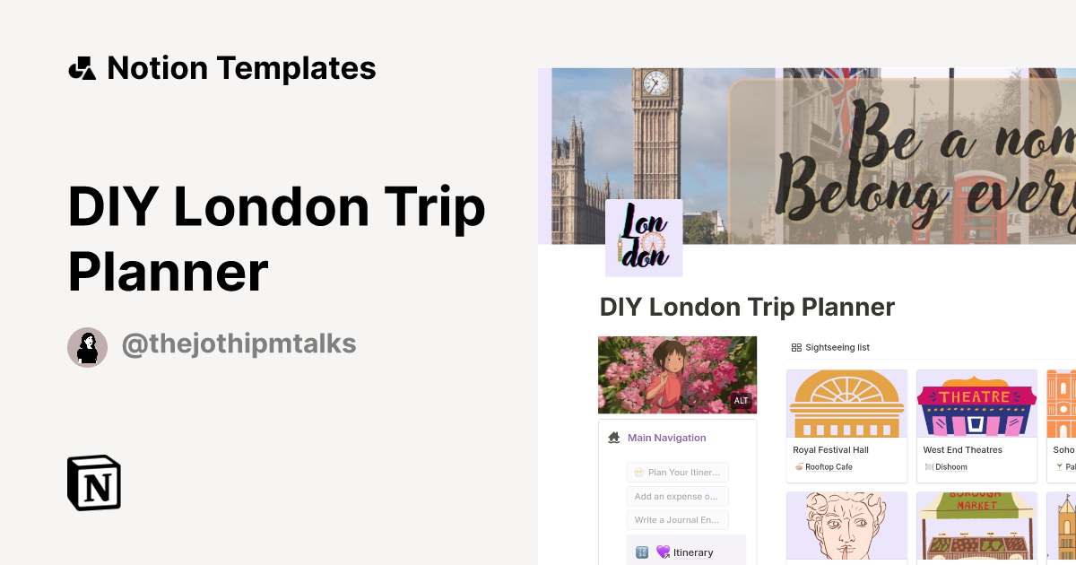 DIY London Trip Planner Template | Notion Marketplace