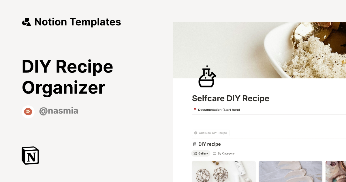 DIY Recipe Organizer Template by The 38 Project | Notion Marketplace