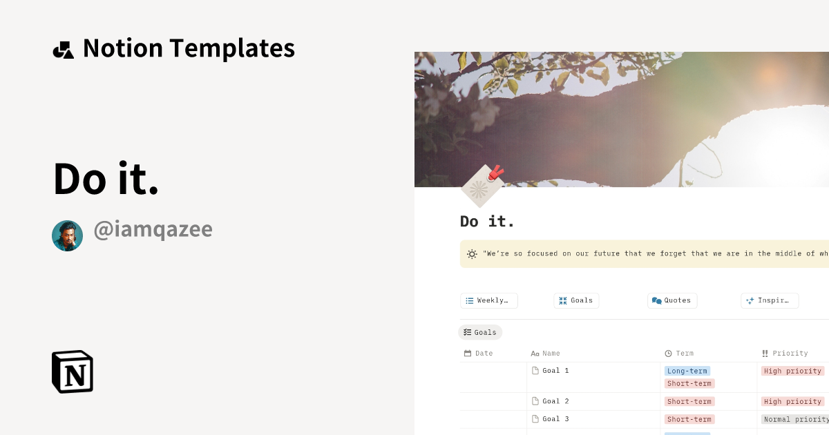 Do it. Template by qazee | Notion Marketplace