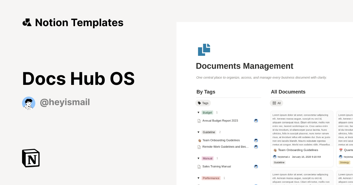 Docs Hub OS Template by heyismail | Notion Marketplace