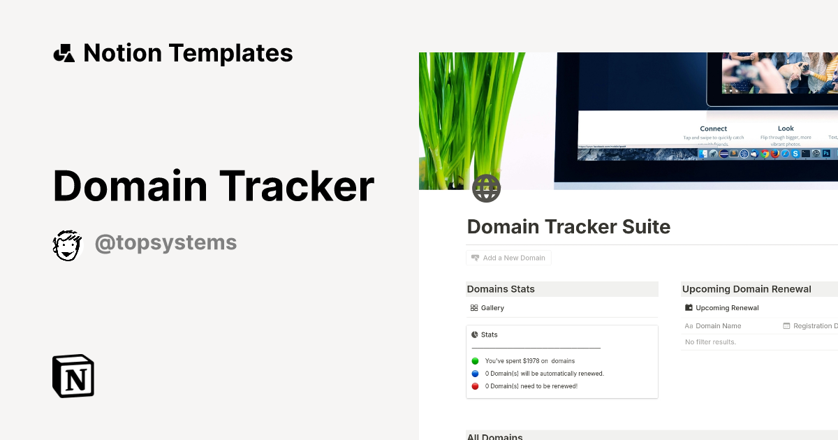 Domain Tracker Template | Notion Marketplace