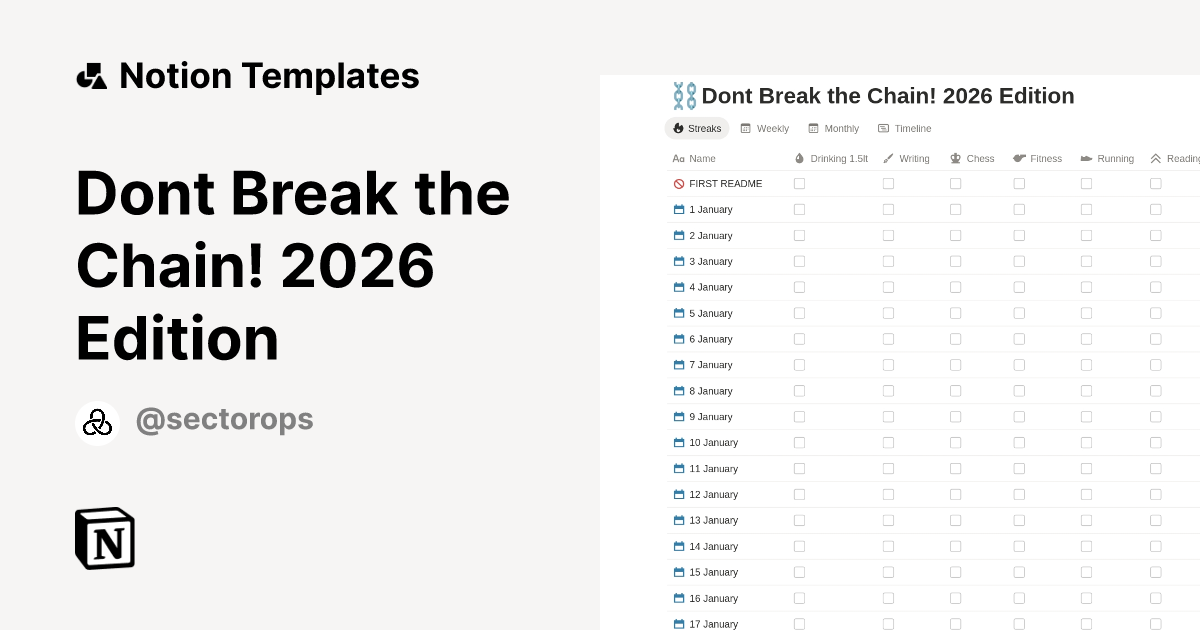 Dont Break the Chain! 2026 Edition Template | Notion Marketplace