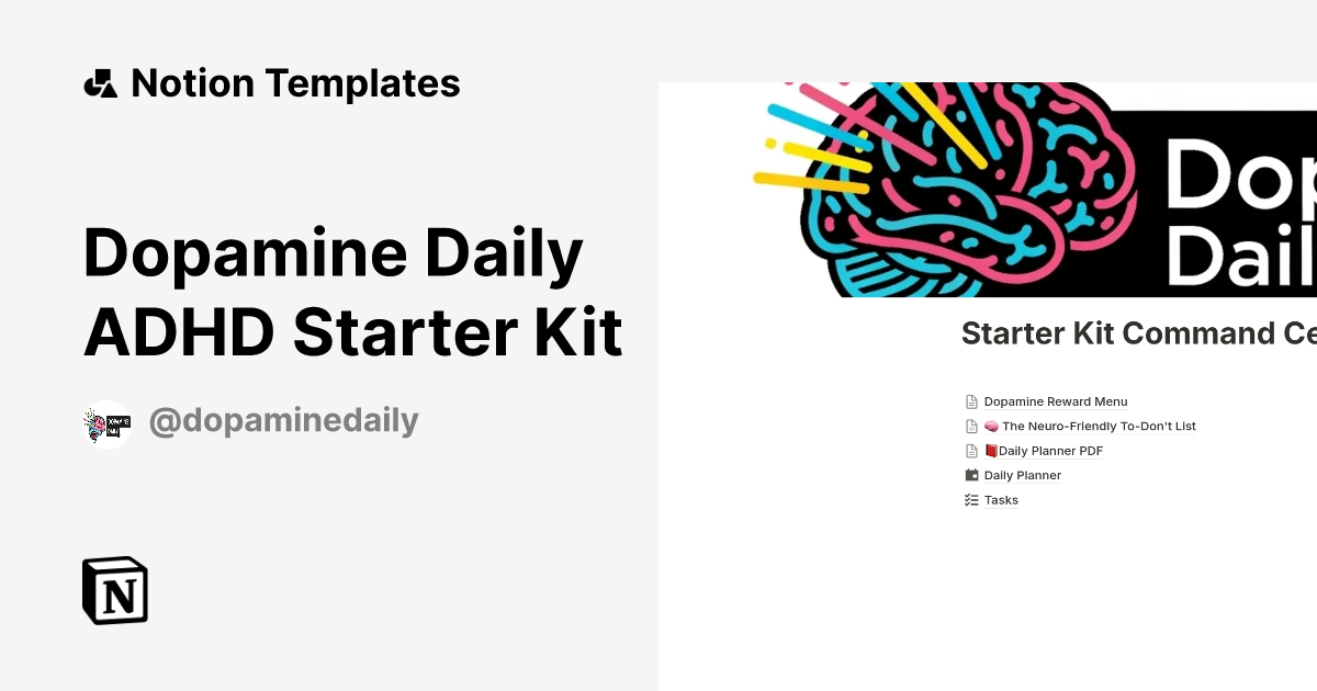 Dopamine Daily ADHD Starter Kit Template by Dopamine Daily | Notion ...