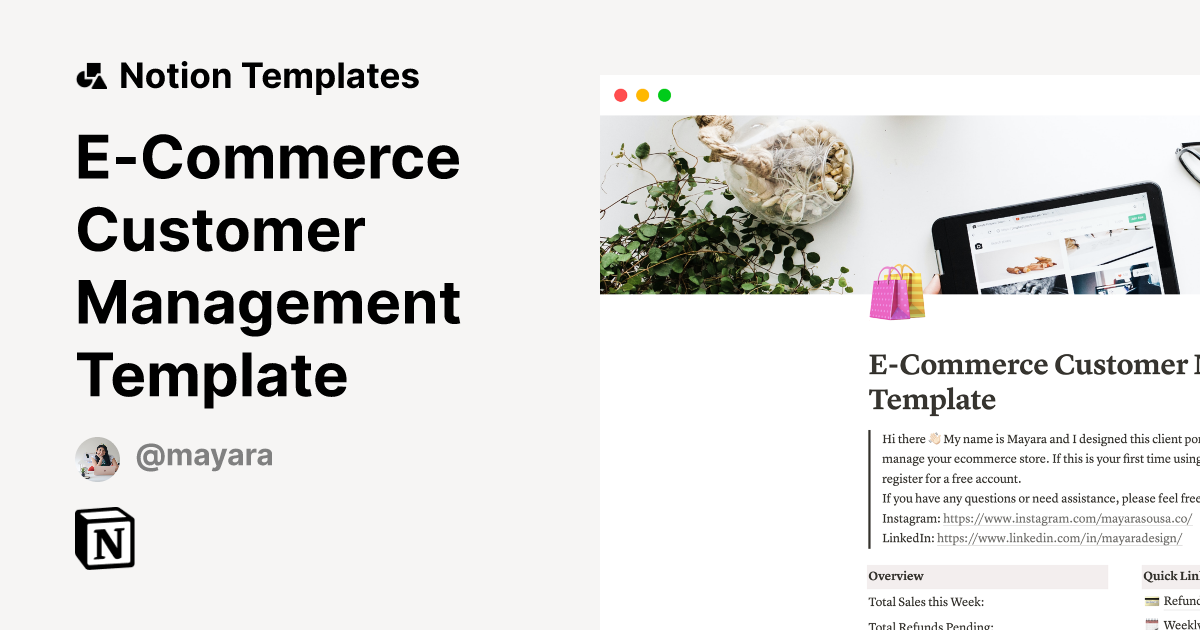 E-Commerce Customer Management Template Template by Mayara | Notion Marketplace
