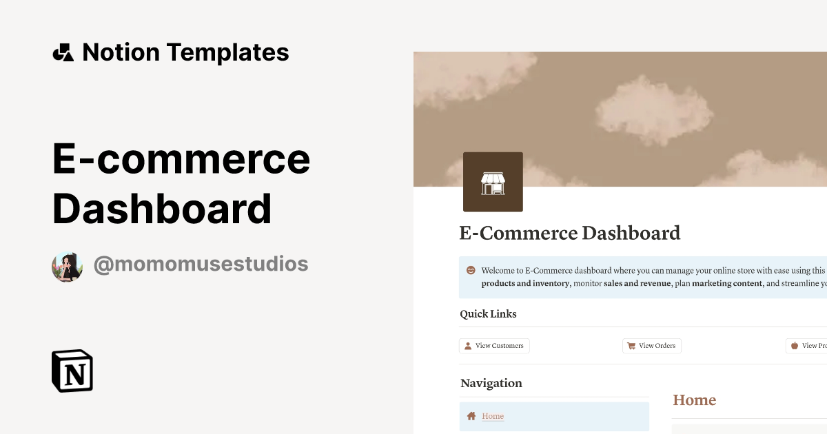E-commerce Dashboard Template | Notion Marketplace