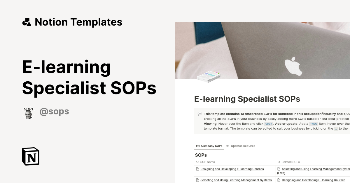 E-learning Specialist SOPs Template by SOPs | Notion Marketplace