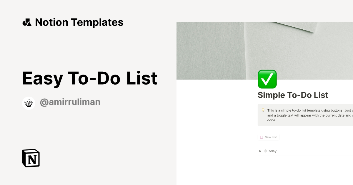 Easy To-Do List Template | Notion Marketplace
