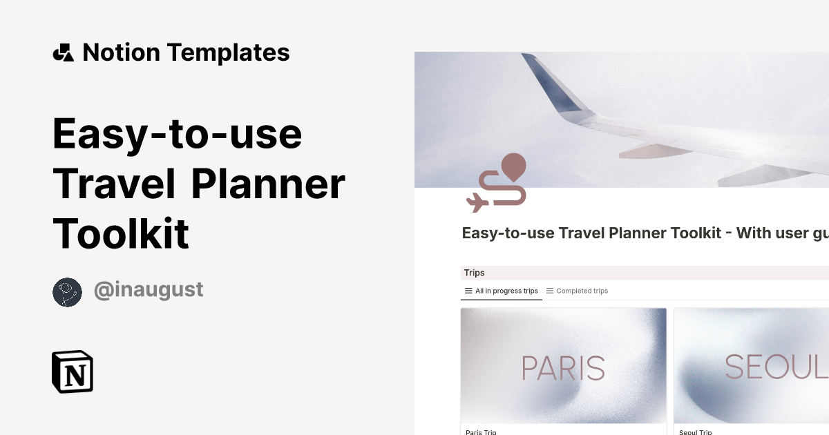 Easy-to-use Travel Planner Toolkit Template by In August | Notion ...
