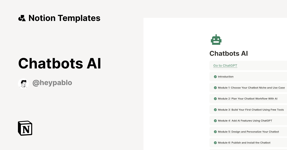Chatbots AI Template by Pablo | Notion Marketplace
