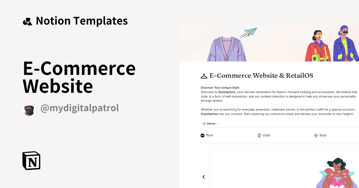 E-Commerce Website Template by Digital Patrol | Notion Marketplace