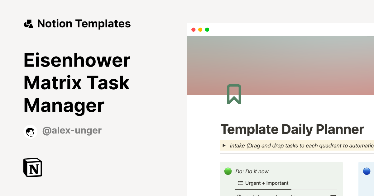 Eisenhower Matrix Task Manager Template | Notion Marketplace