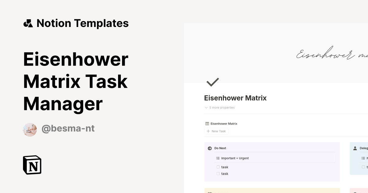 Eisenhower Matrix Task Manager Template | Notion Marketplace
