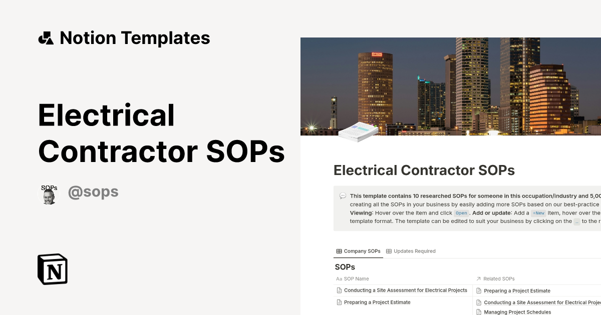 Electrical Contractor SOPs Template | Notion Marketplace